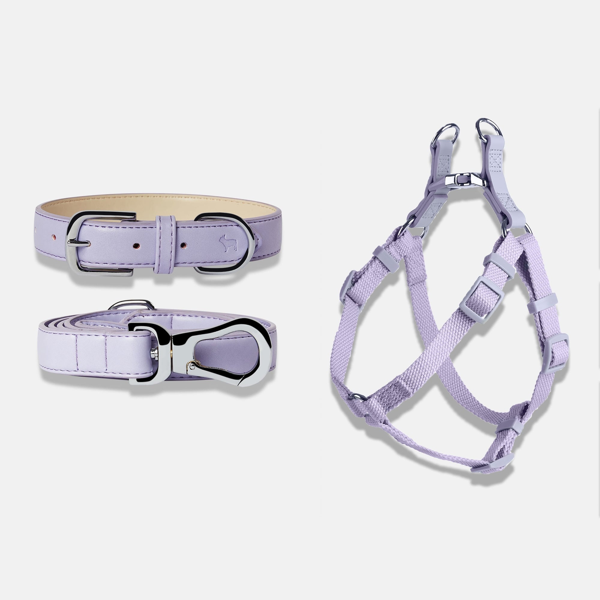 Fresh Lilac Dog Harness, Collar and Lead Set | Barc London