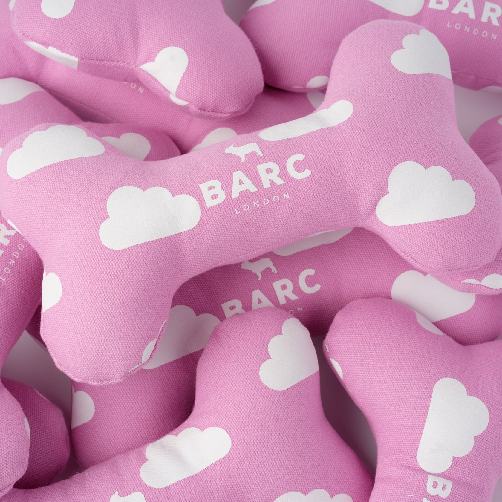 Pink & White Cloud Bone Dog Toy | Barc London